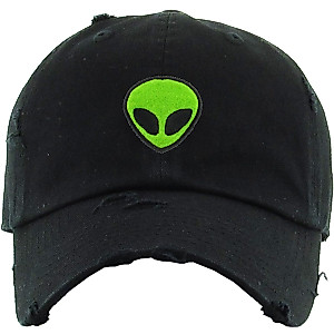 KBETHOS KBSV-042 BLK NASA Spaceship Alien Vintage Dad Hat Baseball Cap Polo Style Adjustable Unisex (One Size, Black Alien Vintage)