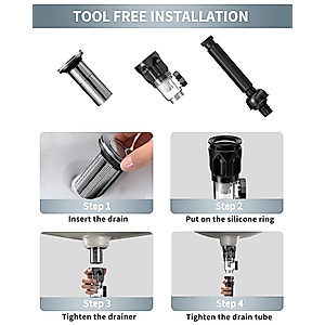 KKDFTU® 2 in 1 Bathroom Sink Drain Kit with Flexible & Expandable P-Trap, Suitable for 1-1/2'' Drain Hole, Pop Up Drain with Built-in Anti-Clogging Stopper Fits Overflow or No Overflow Vessel Sink