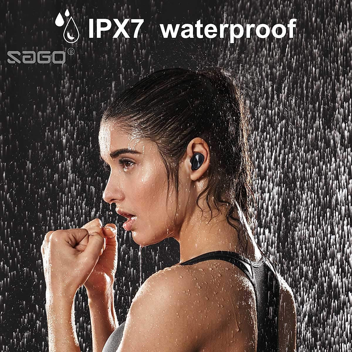 SZSAGO-Bluetooth-5.2-Wireless-Earbuds W5S True Wireless in-Ear Earphones with USB C Metal Charging case, IPX7 Waterproof Stereo Headphones,Built-in Mic Headset for iPhone/Samsung (Blue)