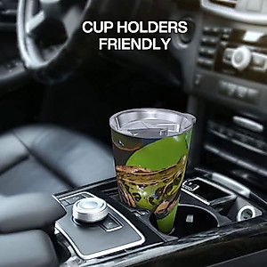 jshmgchw 3d Peace Tree Frog 20oz Tumbler, Car Cup With Lid And Straw, Spill-Proof, Stainless Steel Double Wall Vacuum Insulated Reusable Coffee Travel Mug, For Cold Drinks, Hot Beverage