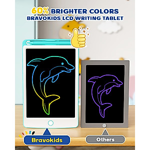 bravokids 8.5 Inch LCD Writing Tablet Board, Colorful Doodle Board Drawing Pad, Educational Learning Travel Toys for Age 3 4 5 6 7 8 Years Old Girls and Boys, Green