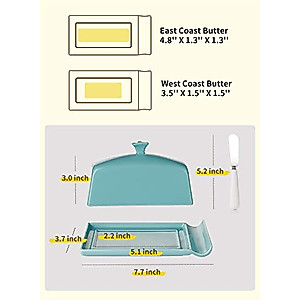 Butter Dish with Lid and Knife Spreader Set - Perfect for East and West Coast Butter, Turquoise - Better Butter & Beyond