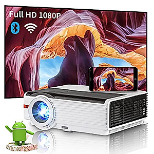 [Big Sale $200]9000LM Smart 1080P Outdoor Movie Projector, Full HD WiFi Bluetooth Projector with HiFi Speaker/Android OS, 200" Home Theater Projector Wireless Mirroring/HDMI/USB for Phone/TV Stick/DVD