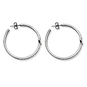 PalmBeach Black Ruthenium Plated Round Crystal Cross Hoop Earrings (40mm)