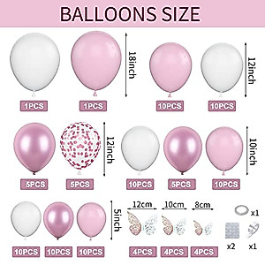 FEYG Pink Party Balloons for Girls, Pink White Gender Reveal Balloons, 87pcs Pastel Pink Balloons Garland Arch Kit with Hollow Out Butterfly for Birthday Party Baby Shower Wedding Party Supplies