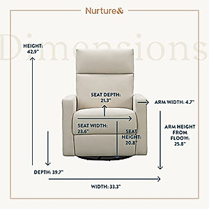 Nurture& The Glider Plus - Premium Nursery Power Recliner | Swivel Chair with Adjustable Head Support and Adjustable Lumbar Support | Built-in USB - The Ultimate Comfort for Nursing, Relaxing (Ivory)