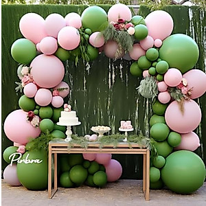 Double Stuffed Olive Green Balloon Garland Kit - Sage Green Balloons Different Sizes 18/12/5 Inch for Baby Shower Birthday Tropical Jungle Safari Theme Party Decoration