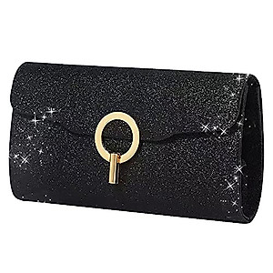 Nhicdns Clutch Purses for Women Evening Bags Envelope Clutch Handbags Wedding Party Prom Purse Black