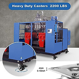 2 Inch Casters Wheels, Heavy Duty Casters Set of 4, Low Gravity Center Industrial Grade Casters with Brake 2200 LBS, No Noise Locking Plate Swivel Casters, Durable Nylon Wheels for Machine, Equipment