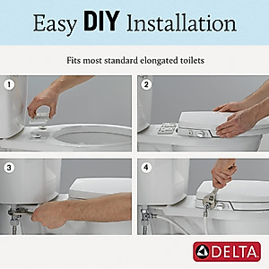 DELTA FAUCET -faucet Refresh Elongated Bidet Toilet Seat, Bidet Attachment for Toilet, Bidet Sprayer, Toilet Water Spray, White 833004-WH