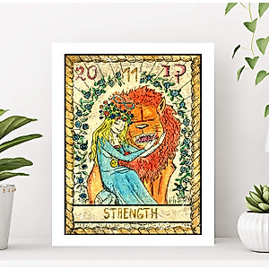 Wall Art Motivation Strength Lion The old tarot card Print Glam Modern Art Poster Print Designer Brand