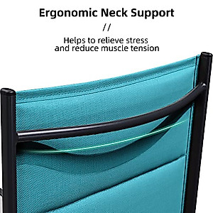 PURPLE LEAF Outdoor Chaise Lounge 2 Pieces Aluminum Patio Lounge Chair with Side Table and Wheels All Weather Outdoor Reclining Chair for Patio Pool Beach Sunbathing Chair, Turquoise Blue