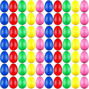 100 Pieces Egg Shakers Musical Instruments Percussion Maracas Egg for Kids Toys Plastic Easter Shaker for Learning DIY Painting, Classroom Music, Rhythm(5 Color)