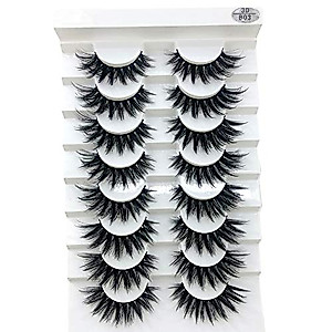 HBZGTLAD new 8 pairs of natural false eyelashes mink lashes long makeup 3d mink eyelashes extend eyelashes lashes mink(B03)