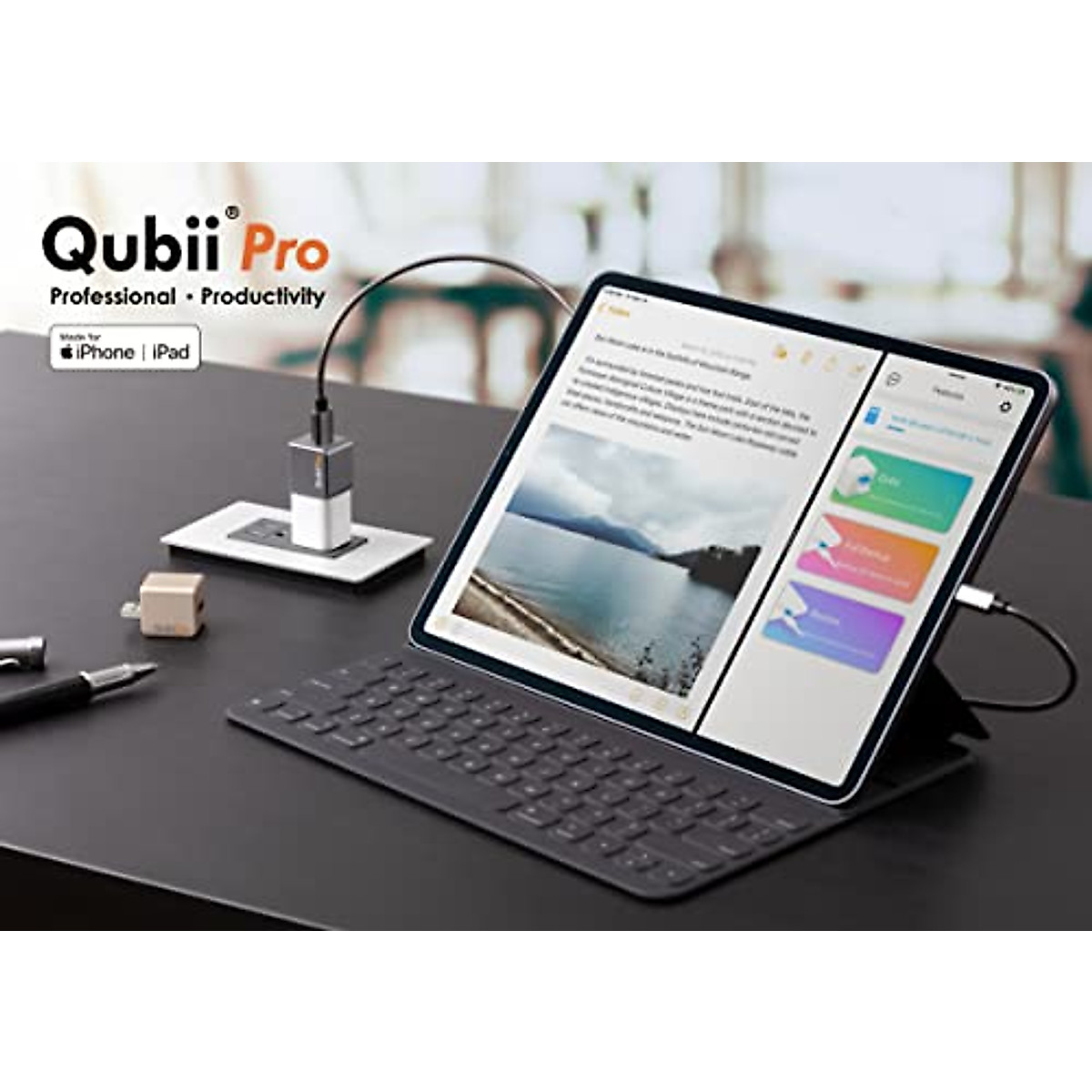MAKTAR Qubii Pro USB-A Flash Drive, Auto Backup While Charging, MFi Certified Compatible with iPhone/iPad, Memory Stick iPad External Photo Storage for MacBook/Laptops/PC Photo Stick