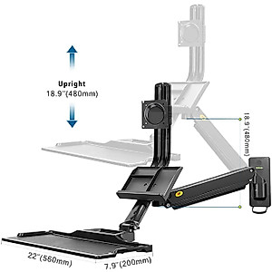 Sit Stand Workstation Wall Mount Height Adjustable Sit-Stand Converter for 19''-27'' Screens with Keyboard Tray, VESA 75/100, Load Capacity from 4.4-19.8lbs MB32-B
