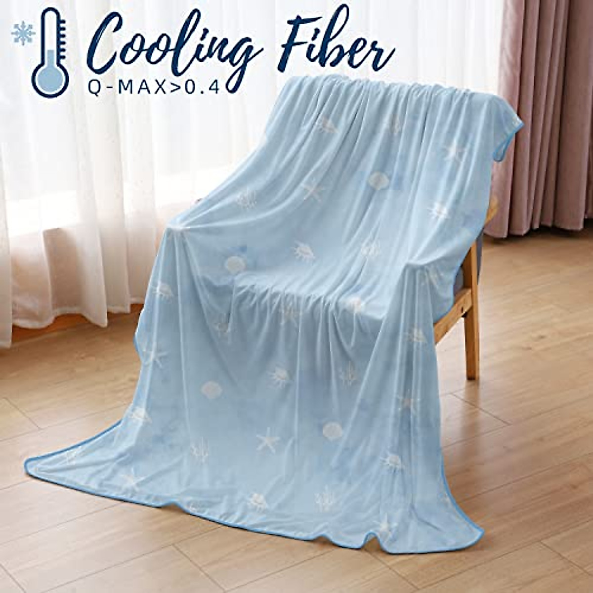 Cooling Blanket for Hot Sleepers,Lightweight Summer Cooling Blanket for night sweats ,Q-Max 0.4Arc-Chill Cooling Fiber Breathable Double Sided Cold Effect cool blanket for Traveler(Throw 50"x60")