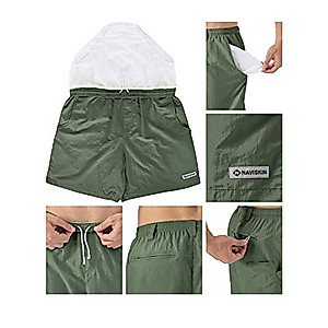 NAVISKIN Men's 6" UPF 50+ Sun Protection Shorts Outdoor Recreation Hiking Fishing Swim Board Quick Drying Multi Pockets Olive Green Size M