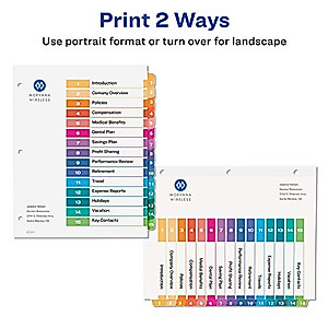 Avery 15-Tab Dividers for 3 Ring Binders, Customizable Table of Contents, Multicolor Tabs, 6 Sets (11197)