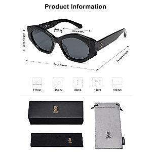 SOJOS Trendy Hexagonal Polarized Sunglasses for Womens Mens,Retro Polygon Shades Designer Inspired UV400 Sun Glasses SJ2307