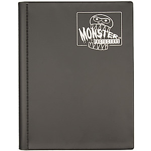 Monster 4 Pocket Trading Card Binder - Matte Black Album, Anti-Theft & Anti-Drop TCG Protection w Side Loading Padded Pockets, Double Sided, Holds 160 Cards, For Sports, Gaming, Kpop, Christmas Gift