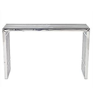 Modway Gridiron Contemporary Modern Stainless Steel Console Table, Silver