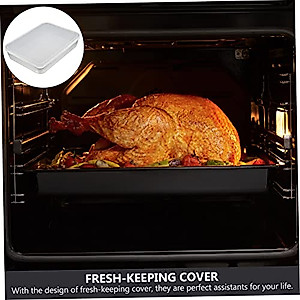 FURLOU Stainless Steel Bakeware Nonstick Bakeware Pizza Oven for Grill Bread Loaf Pan with Lid Dessert Baking Pans Cheese Baking Tray Nonstick Pizza Pan Fresh-keeping Box Bread Pan 1 Set Plate (Color