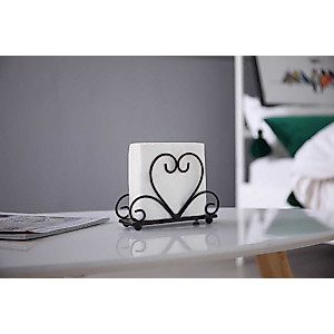 Metal Table Napkin Holder Freestanding Tissue Dispenser (Black)