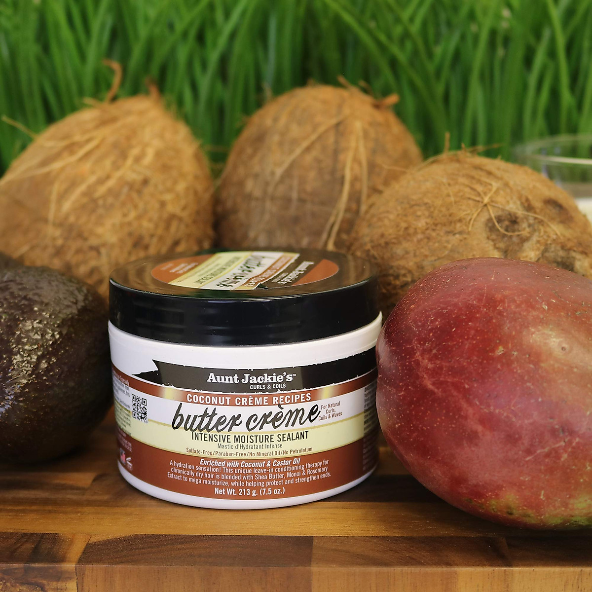 Aunt Jackie's Coconut Crème Recipes Butter Crème Intensive Moisture Sealant, Leave-In Conditioning Therapy for Dry Hair, 7.5 oz