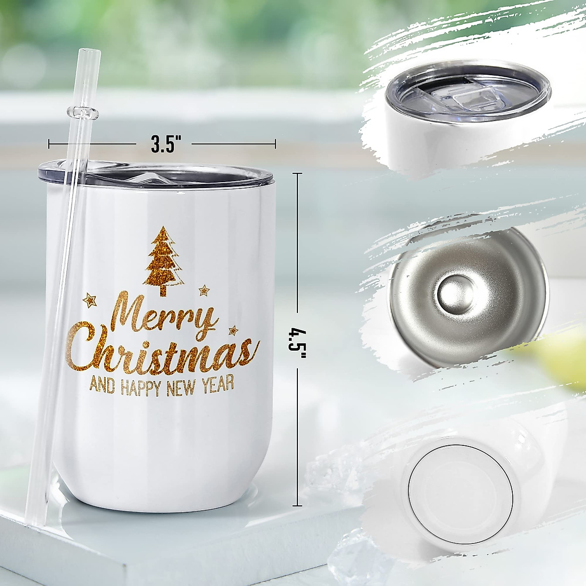 AGH 12oz Sublimation Wine Tumbler Blanks Wine Glasses Set of 12, Stainless Steel Insulated Wine Tumbler with Lids, Stemless Wine Glass, Wine Accessories Wine Gifts for Women