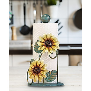Sunflower Paper Tower Holder Kitchen Home Desk Holders, Metal Free Standing Detachable Black Paper Holder, Stainless Base Hollow Butterfly Paper Storage Shelf, Bathroom Floor Decoration Accessories