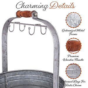 Autumn Alley Rustic Farmhouse Galvanized Coffee Mug Rack Organizer for Kitchen Counter | Mug Tree with Cup Hooks and Basket for Storage of k Cups and Accessories | Perfect for Coffee Bar