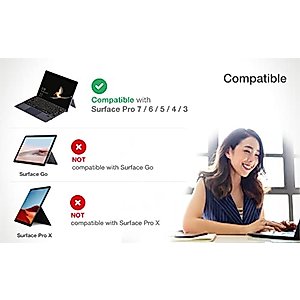 Keyboard Replacement Type Cover Trackpad Mouse for Microsoft Surface Pro 7 / 6 / 5 / 4 / 3 Ergonomic Portable Slim Wireless Bluetooth Rechargeable (with Backlit)