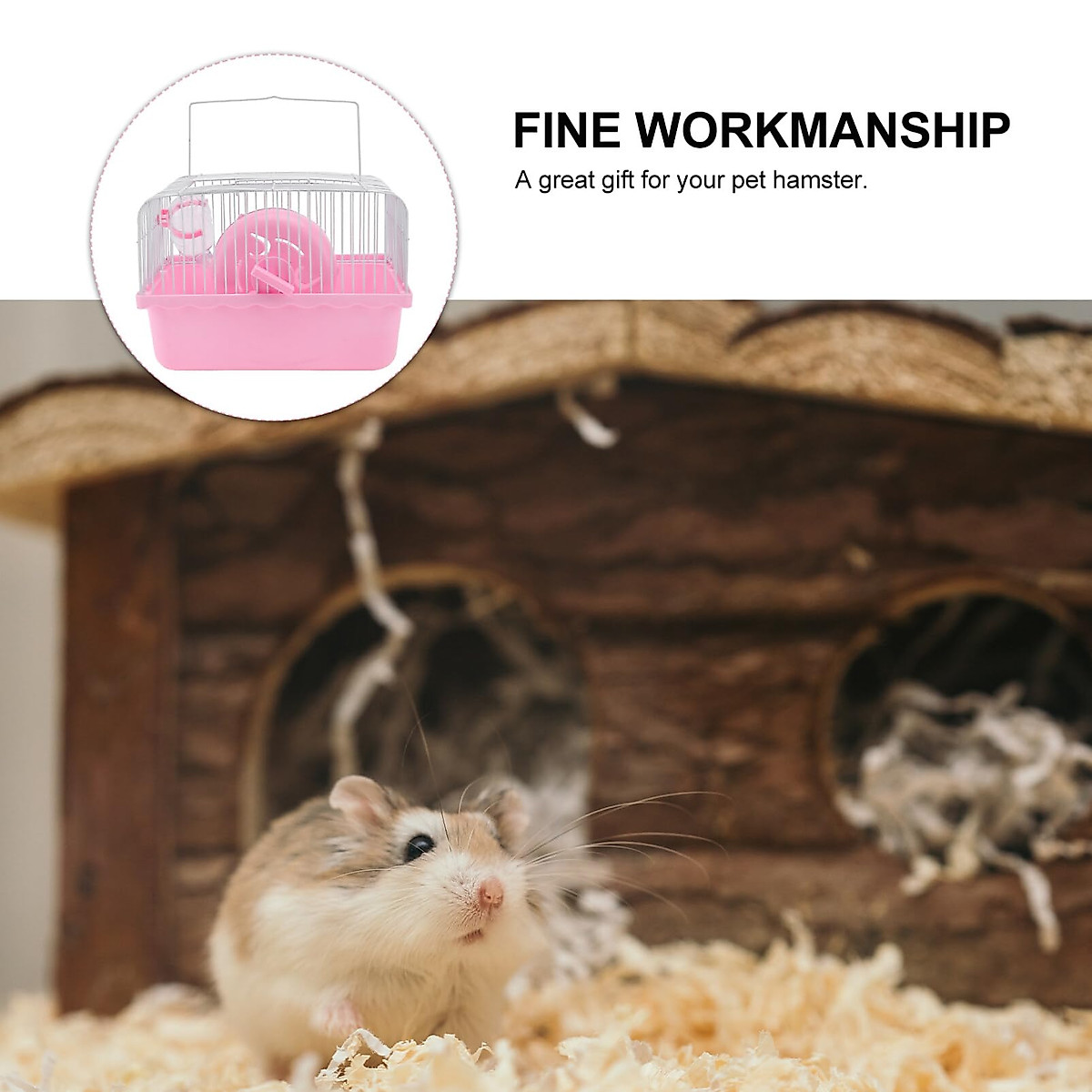 ULTECHNOVO Chinchilla Cage Hamster Carrier Guinea Pig Travel Cage with Wheel and Water Bottle- Small Animal Cage Small Devil Hamster Carry Cage Guinea Pig Toys Hamster Enclosure