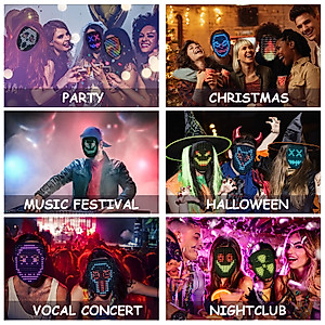 Depointer Life Led Mask with Gesture Sensing,Unisex LED Lighted Face Transforming Mask for Costume Cosplay Party Masquerade