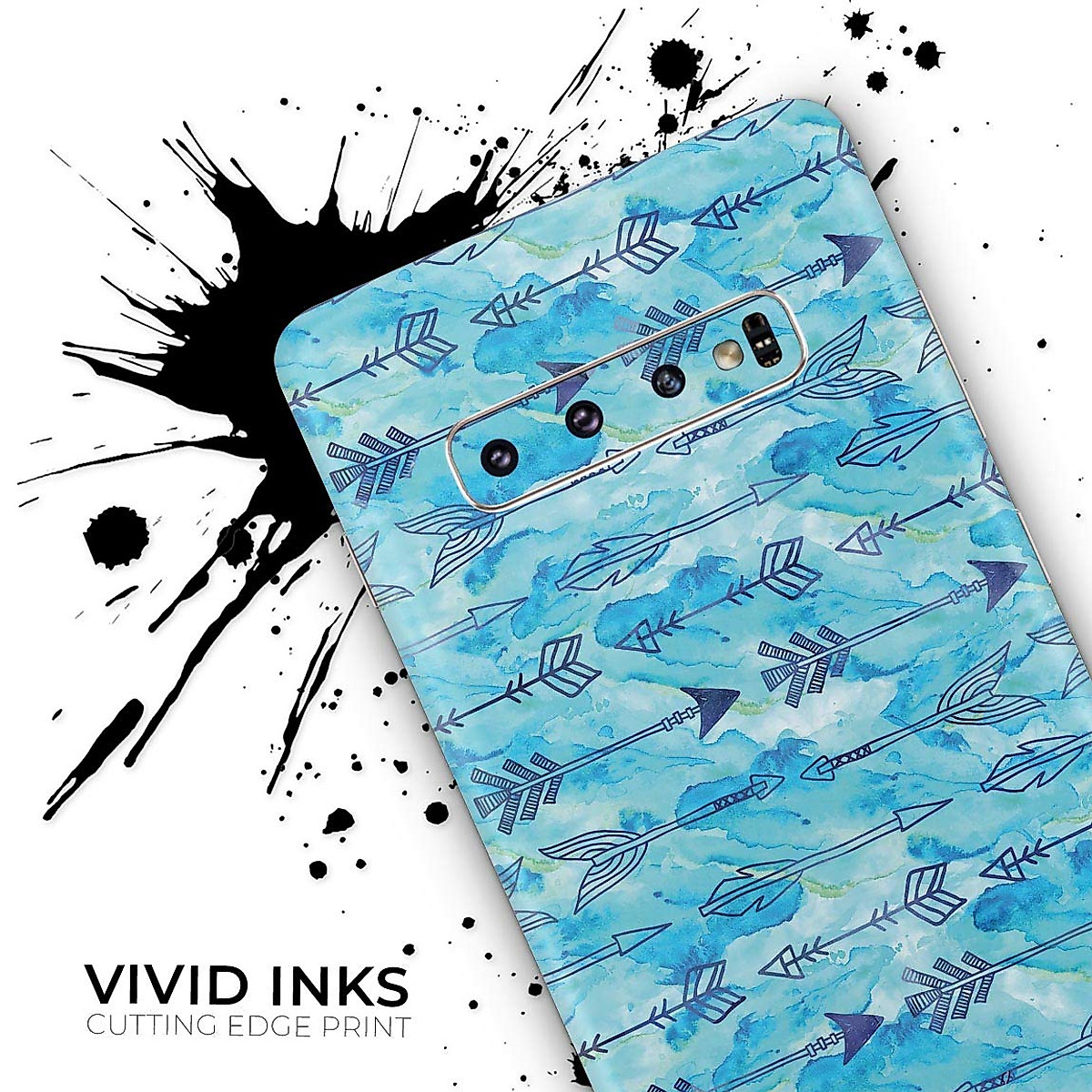 DesignSkinz Blue Tribal Arrow Pattern Protective Vinyl Decal Wrap Skin Cover Compatible with The Samsung Galaxy S20 (Screen Trim & Back Glass Skin)