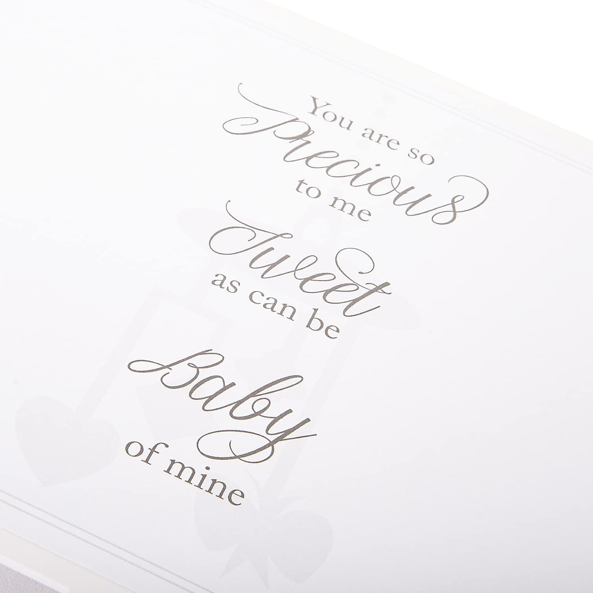 Happy Homewares Beautiful Ivory White Baby Shower Guest Book with Silver Plated Teddy Bear and Stars | 40 Lined Sheets | Luxurious Grey Fabric Ribbon