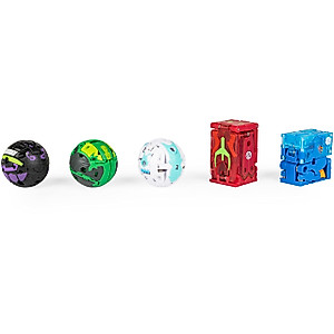 Bakugan Geogan Brawler 5-Pack, Exclusive Hyenix and Insectra Geogan and 3 Collectible Action Figures