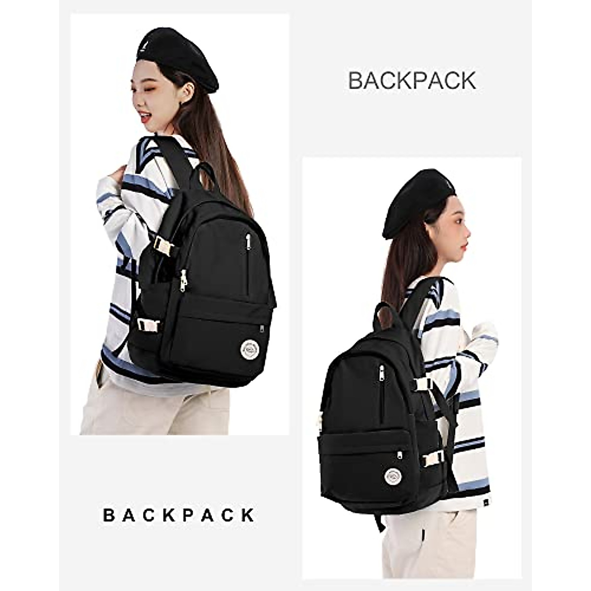 VGOCO Backpack for Women,Unisex Lightweight Backpack Bag Water-proof Casual Rucksack for Women Men Fits 14 inch Laptop Work Daypack Black