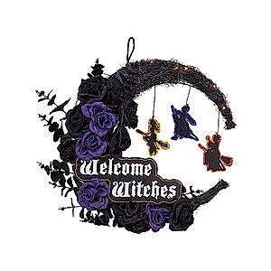 Spirit Halloween Hocus Pocus Light-Up LED Welcome Witches Wreath | Officially Licensed | Disney