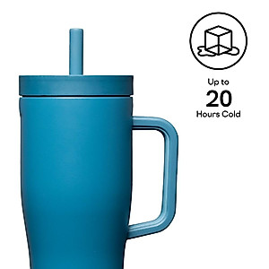 Corkcicle Cruiser Insulated Tumbler with Handle & Straw, North Shore, 22 oz – 100% Leakproof Cupholder Friendly Water Bottle Keeps Drinks Cold 20hrs