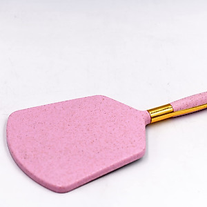 YCHMIR Hand Mirror, Handheld Mirror with Handle，Barber Hairdressing Handheld Mirrorfor for Salon 6 x 13 inch Pink-Square