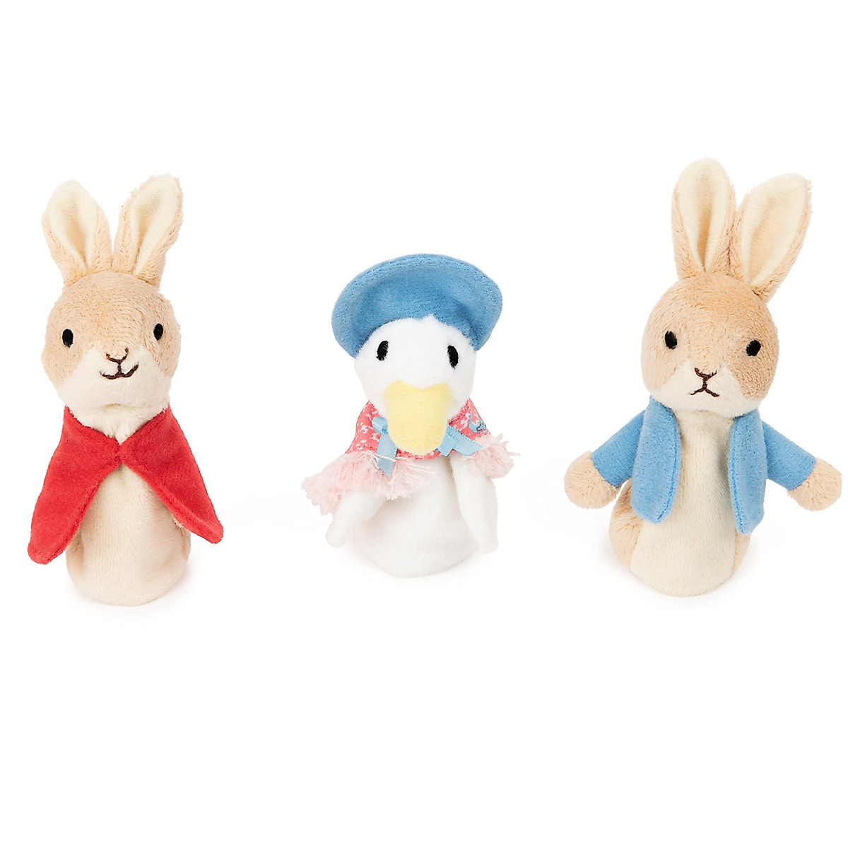 GUND Beatrix Potter Classic Peter Rabbit Flopsy Jemima Puddle-Duck Finger Puppets Set of Three Soft Plush, 3”