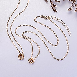 BFF Friendship Knot Love Infinity Necklace for 2 Best Friend Long Distance Birthday Christmas Bridesmaid Jewelry Gifts for Female Friends Her Girls Bestie, Gold