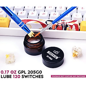 Keyboard Lube Kits 5PCS Contain GPL 205G0 Grease 0.17oz, Stem Holder Keycap Puller Lube Brush, and Switch Puller, Universal Switch Lubricant for Mechanical Keyboard Switches and Stabilizer
