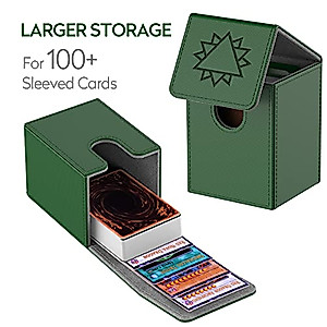 Bheddi Card Deck Box compatible with YGO Cards, Card Holder Cases with 2 Dividers per Holder, Large Size Fit 110 Cards (Hexagram-Green)