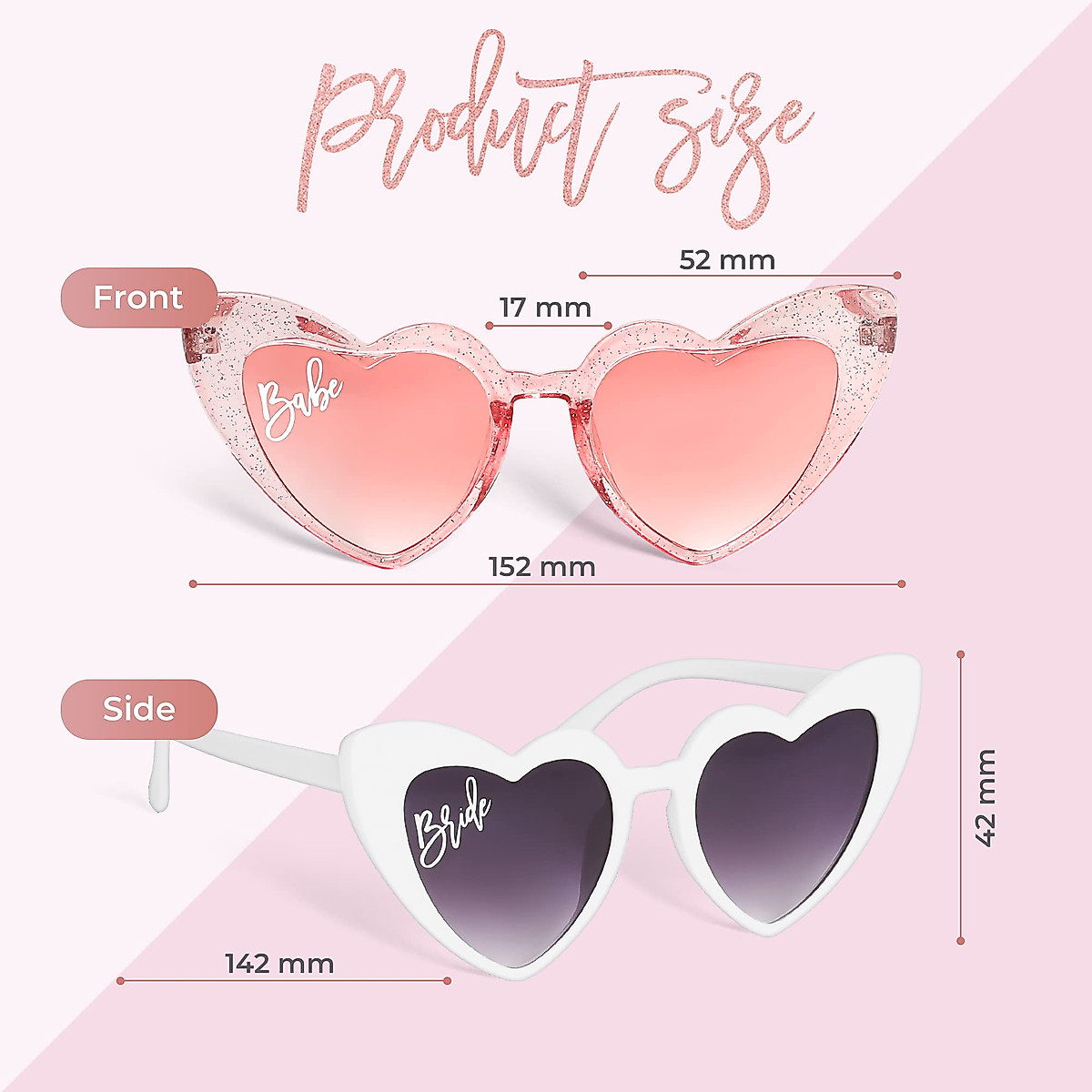 Effortless Events 7-Pack Bride Sunglasses, Bridesmaid Sunglasses, White & Pink