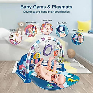 Baby Play Mat Baby Gym,Funny Play Piano Tummy Time Baby Activity Gym Mat with 5 Infant Learning Sensory Baby Toys, Music and Lights Boy & Girl Gifts for Newborn Baby 0 to 3 6 9 12 Months (Pink)