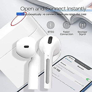 True Wireless Earbuds, Utotrip IPX5 Waterproof Bluetooth 5.0 Wireless Headphones with Mic, Type C Fast Charging Case 30H Playtime in-Ear Hi-Fi Stereo Sound TWS Earphones for Sport Work Running (White)