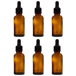 Greenhealth - Pack of 6-2oz Amber Glass Bottles with Round Tip Glass Dropper